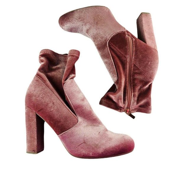 BAMBOO | Shoes | Bamboo Womens Sz 9 Pink Blush Velour Velvet Ankle ...